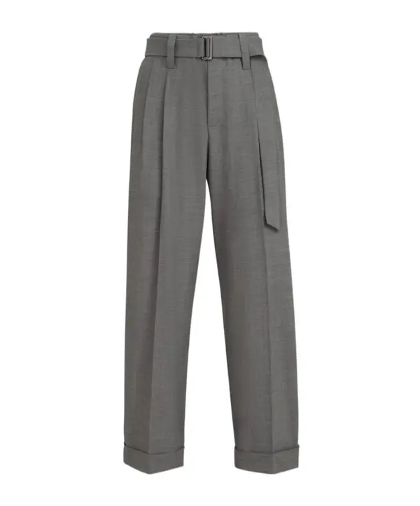 Brunello Cucinelli Tropical Luxury Wool Baggy Sartorial Trousers - Gray