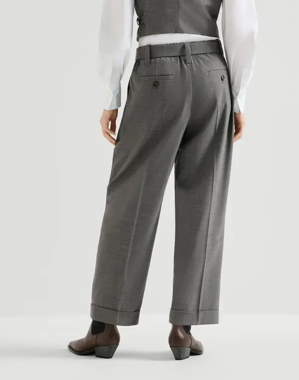 Brunello Cucinelli Tropical Wool Baggy Sartorial Trousers - Gray