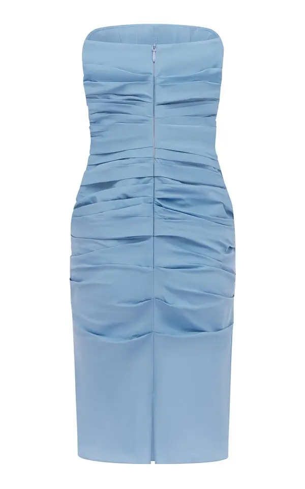 Alex Perry Strapless Tucked Taffeta Mini Dress