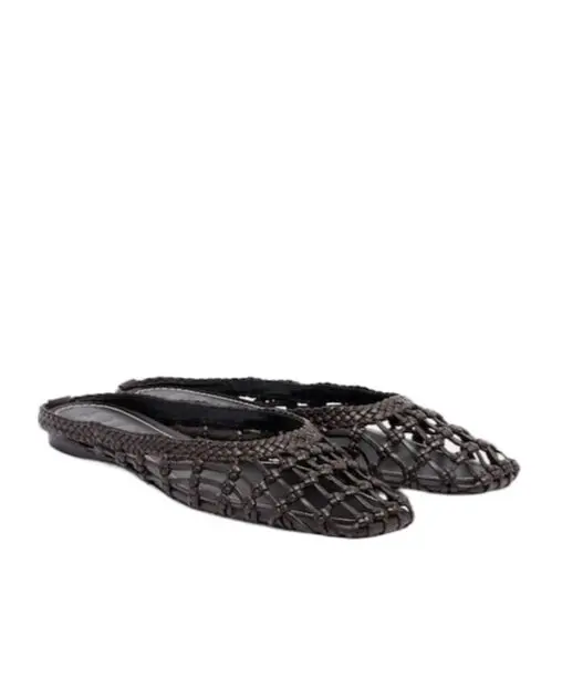 Staud Otto Woven Leather Mules - Black