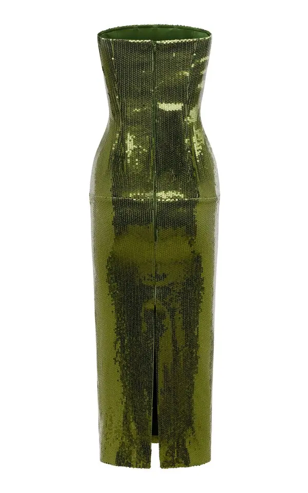 Alex Perry Strapless Sequined Mesh Midi Dress