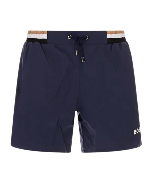 Hugo Boss Logo-print Drawstring Swim Shorts - Black