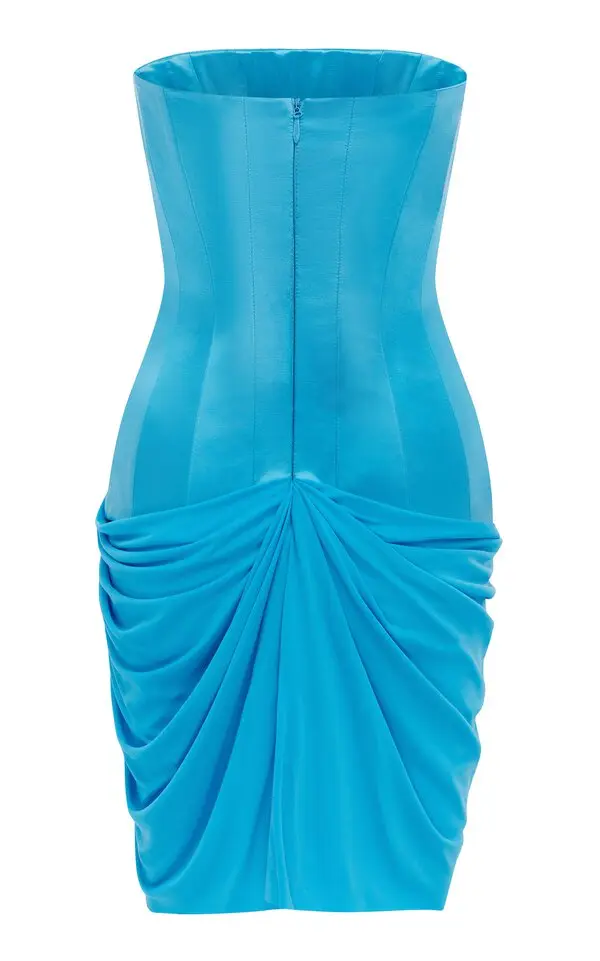 Alex Perry Draped Duchess Satin & Jersey Mini Dress