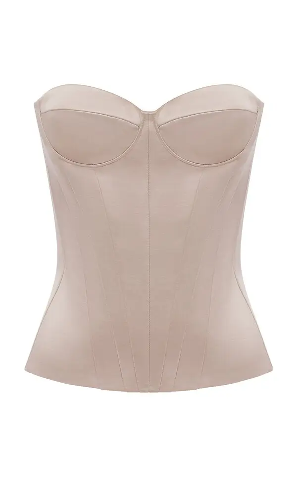 Alex Perry Strapless Cupped Duchess Satin Corset Top - Light Pink