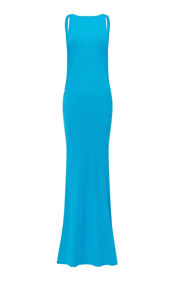 Alex Perry Open Back Draped Dry Jersey Gown - Blue