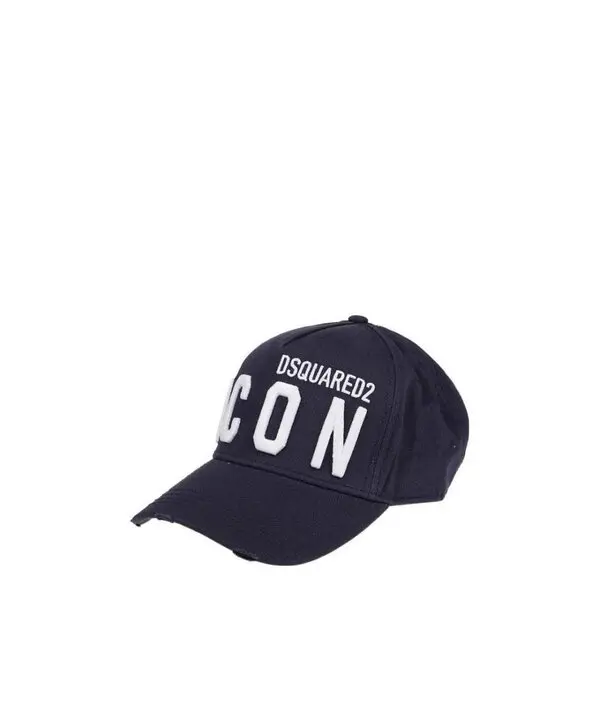 Dsquared2 Icon Logo Embroidered Distressed Baseball Cap - Black