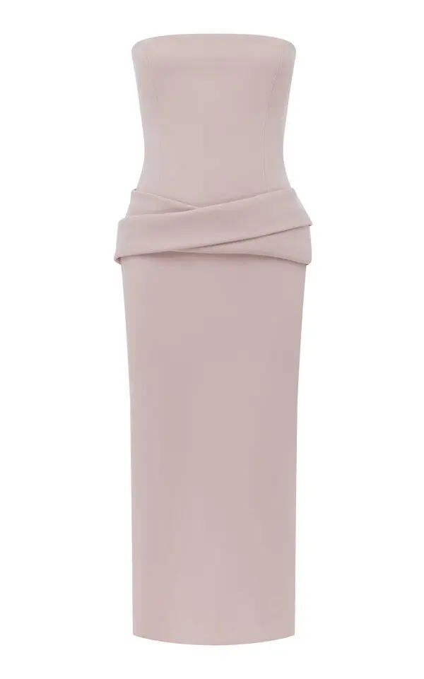 Alex Perry Strapless Draped Stretch Crepe Midi Dress - Light Pink
