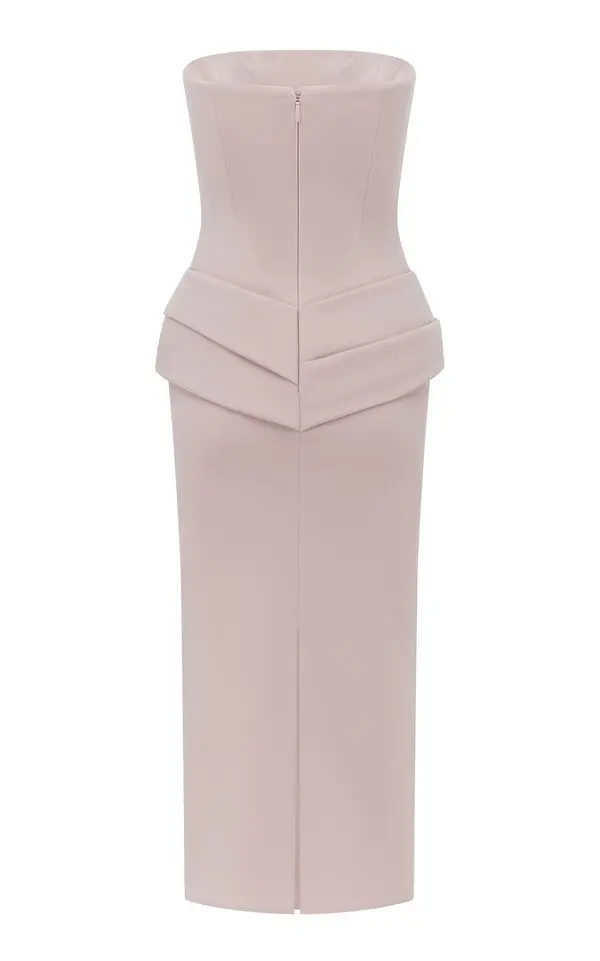 Alex Perry Strapless Draped Stretch Crepe Midi Dress