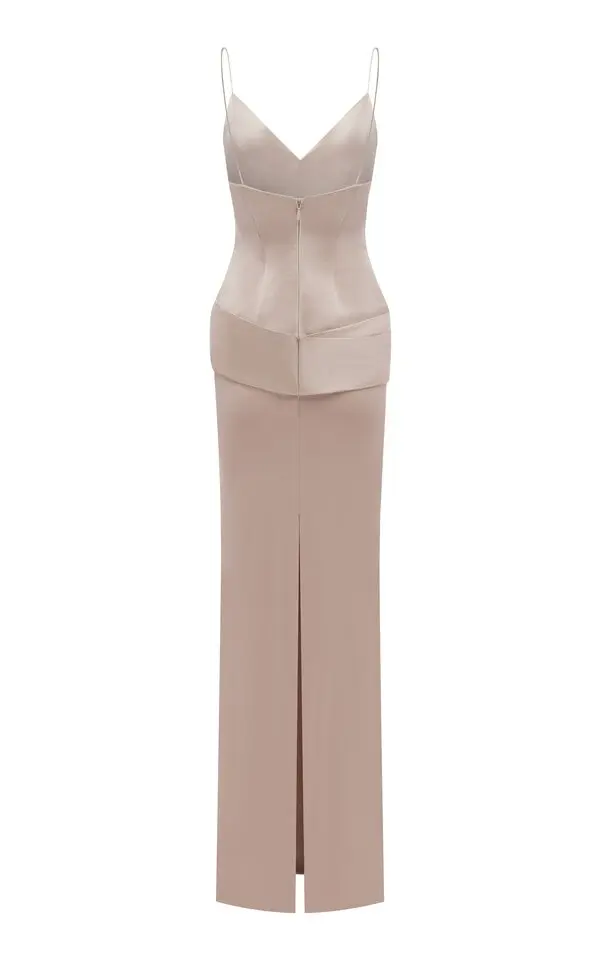Alex Perry Duchess Satin Crepe Column Maxi Dress