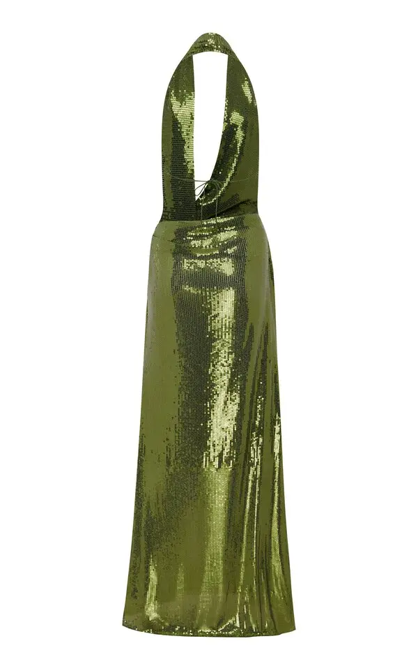 Alex Perry Halter Sequined Mesh Gown