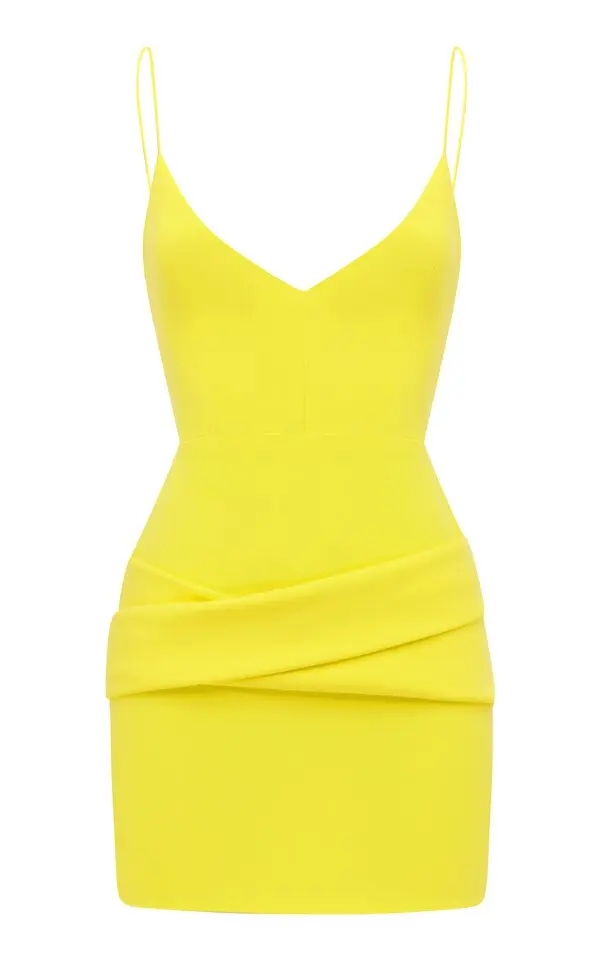 Alex Perry Bikini Draped Stretched Crepe Mini Dress - Yellow