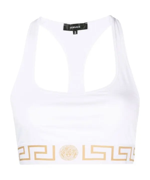 Versace Greca Border Scoop Neck Triangle Bra - White