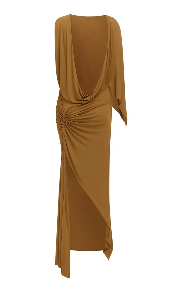 Alex Perry One Shoulder Cape Dry Jersey Gown