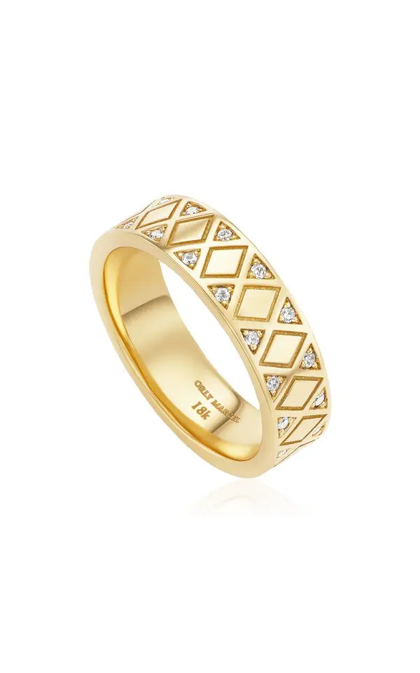 ORLY MARCEL 18k Yellow Tile Thin Cigar Band - Gold