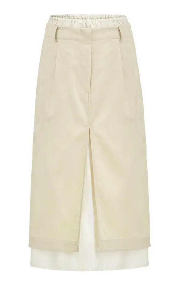 Source Unknown Lori Double-layer Slip Midi Skirt - Brown