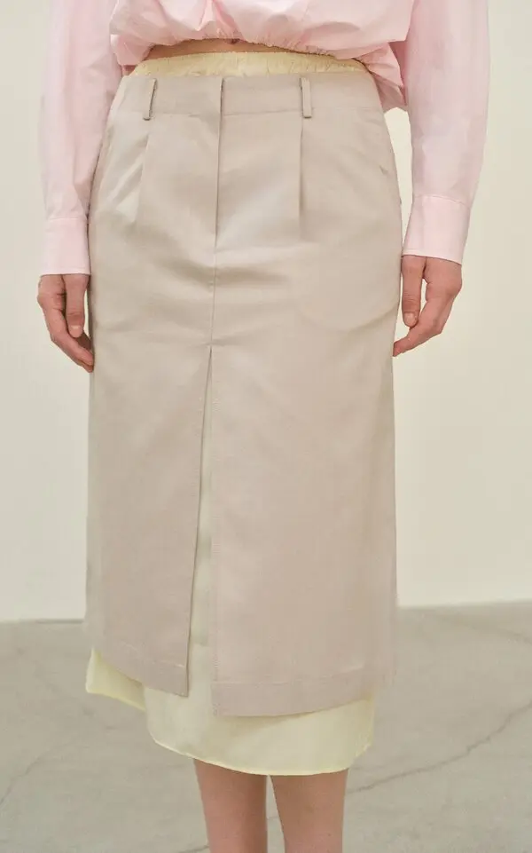 Source Unknown Lori Double-layer Slip Midi Skirt