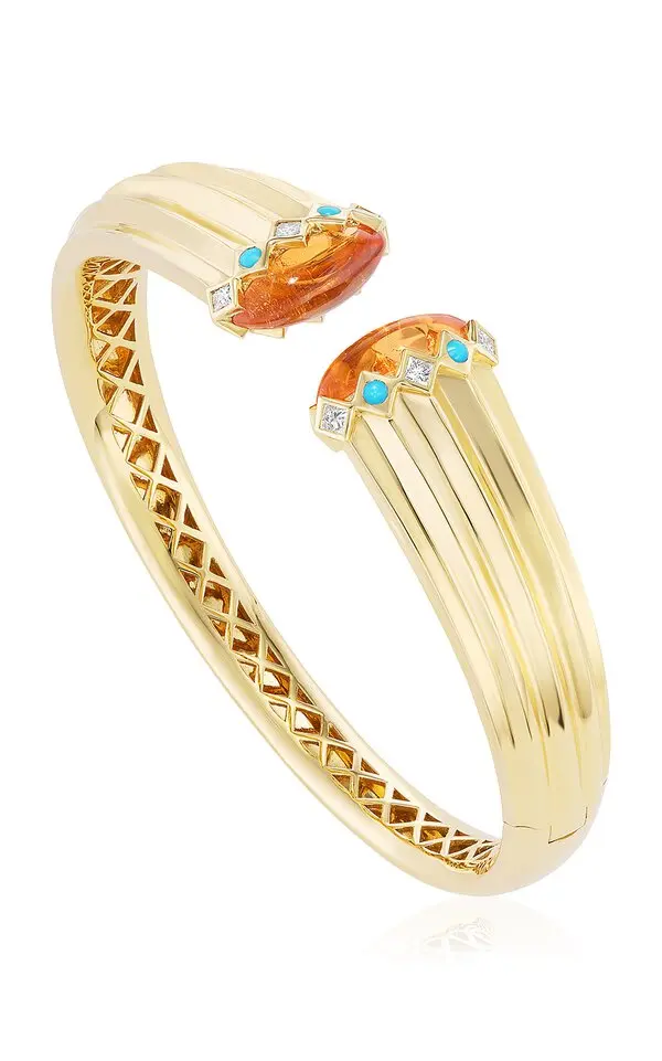 ORLY MARCEL 18k Yellow Gold Intention Cuff With Mandarin Garnet - Orange