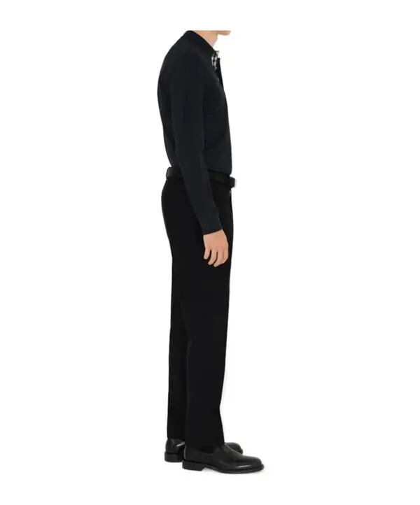 Burberry Ekd Motif Long Sleeved Polo Shirt - Coal Blue