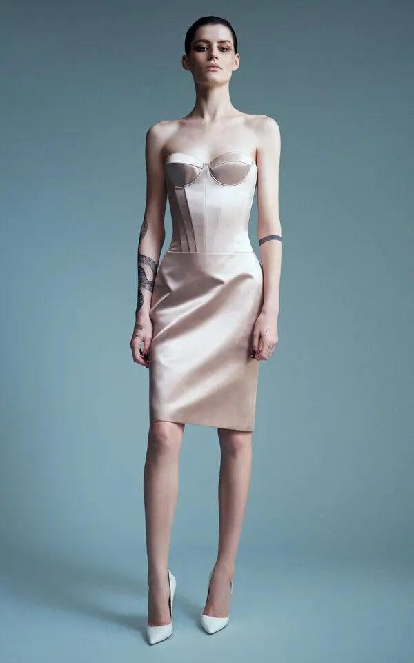 Alex Perry Low Rise Duchess Satin Midi Skirt