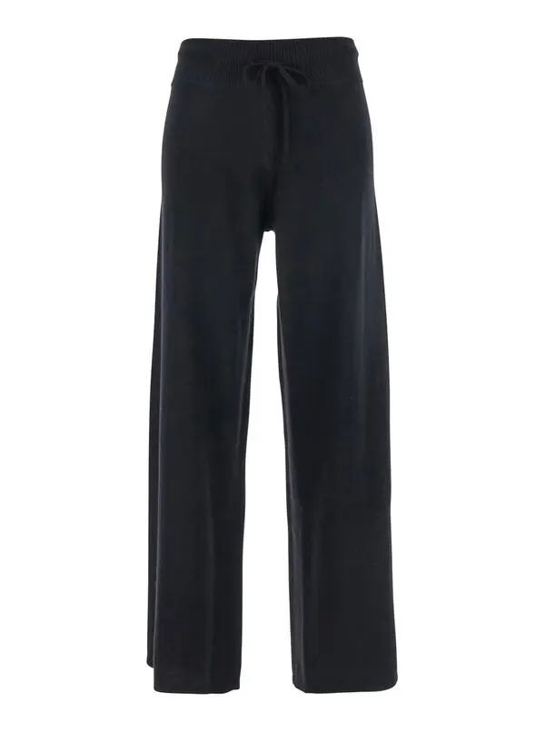 LISA YANG Sofi Wide Leg Cashmere Pants With Elasticated Waist - Black