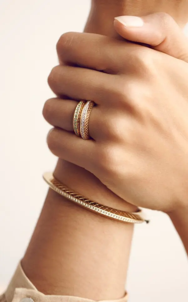 ORLY MARCEL 18k Yellow Tile Thin Bangle