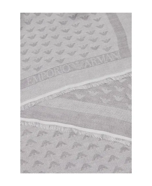 Emporio Armani Monogram Frayed Scarf