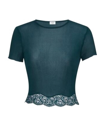 Saint Laurent Lace T-shirt - Blue