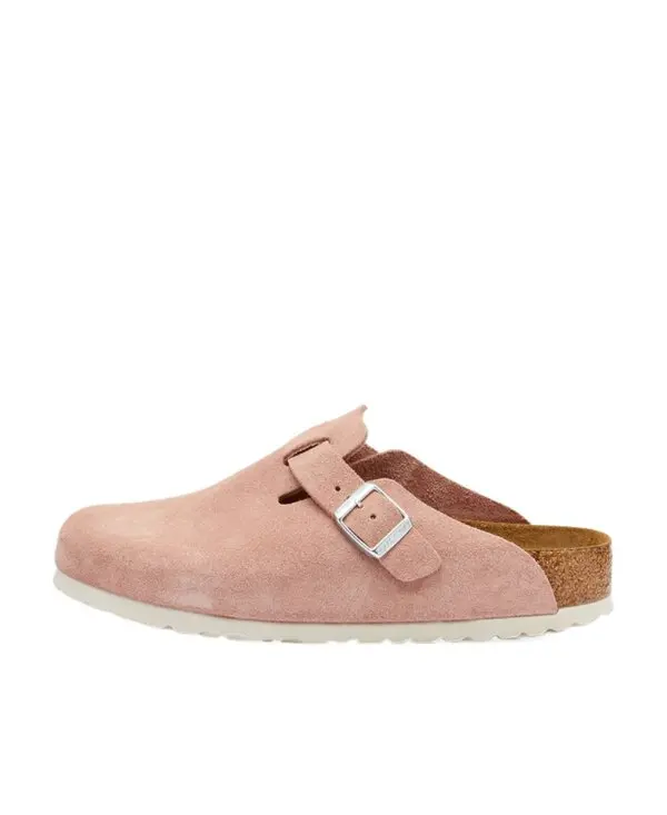 BIRKENSTOCK Boston Buckle-detail Suede Mules - Nude