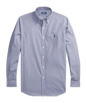 Polo Ralph Lauren Mini Check.pattern Cotton Shirt - Navy/white