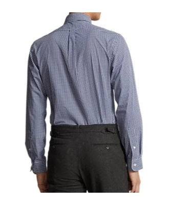 Polo Ralph Lauren Mini Check.pattern Cotton Shirt - Navy/white