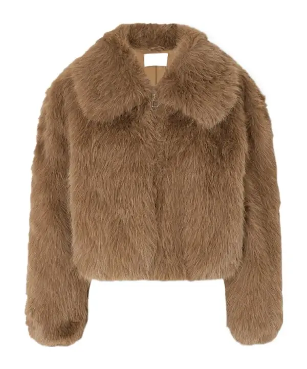 THE FRANKIE SHOP Hope Fur Jacket - Camel