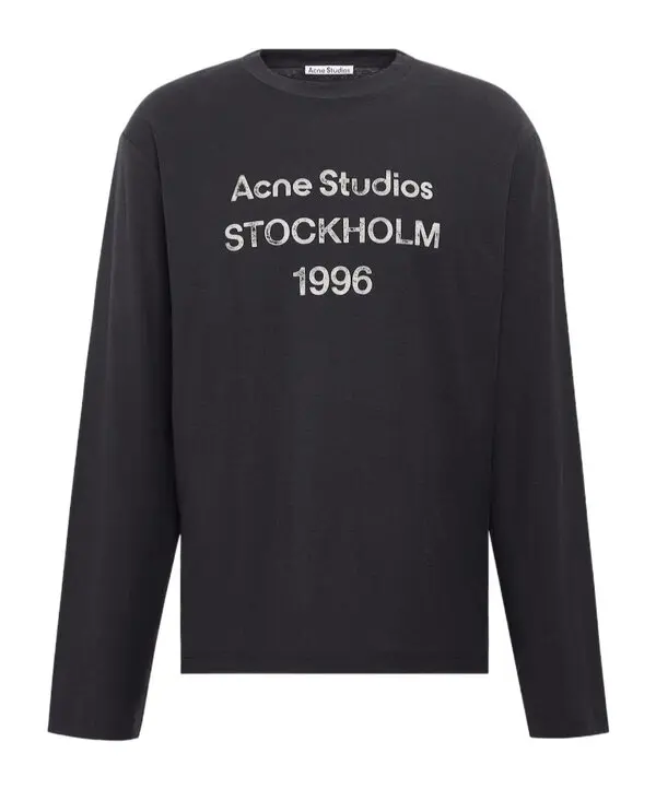 Acne Studios Logo Distressed Jersey T-shirt - Black