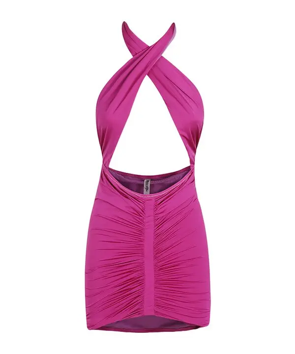 REINA OLGA Sleeveless Ruched Cut-out Mini Dress