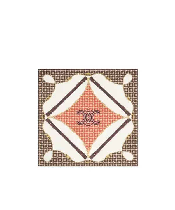 Celine Bandana In Silk Twill - Beige/brown/brown