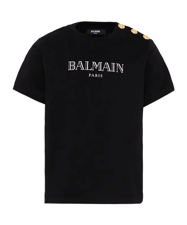 Balmain Logo-print Button-detail T-shirt - Black