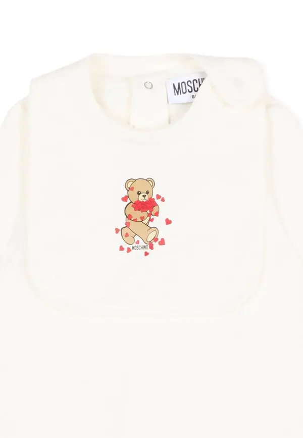 Moschino Teddy Bear Print Footed Bodysuit And Bib Set
