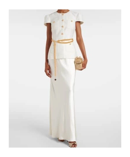 SELF-PORTRAIT Belted Taffeta Maxi Dress