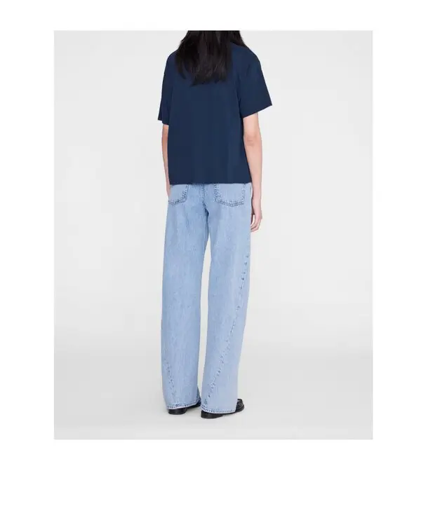ANINE BING Short Sleeve T-shirt With Letter Pattern - Navy Blue