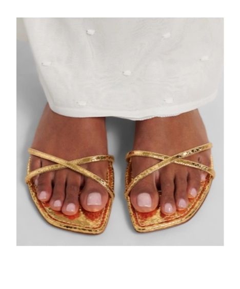 Paris Texas Biarritz Metallic Leather Square Toe Sandals