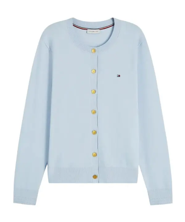 Tommy Hilfiger Logo-embroidered Button-up Cardigan - Light Blue