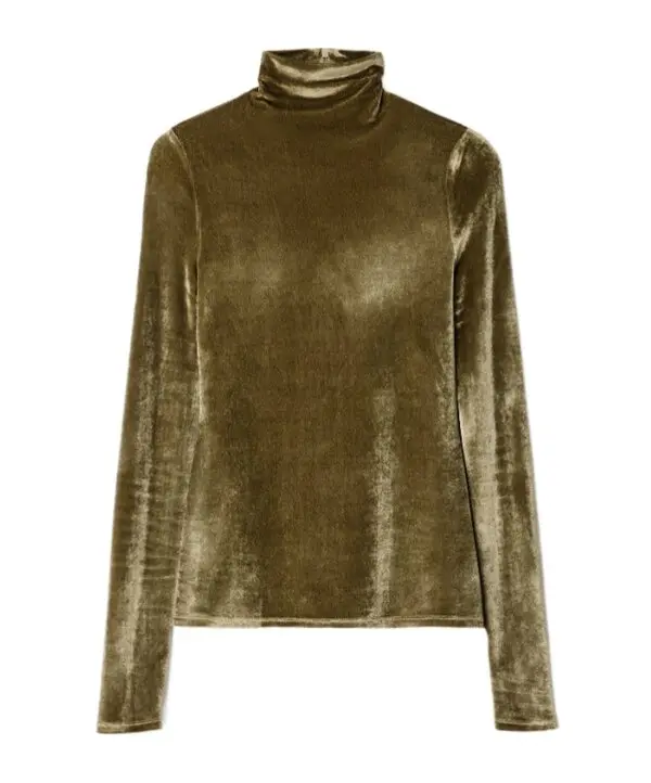 LEMAIRE Fitted Stand-collar Top In Velvet Jersey - Brass