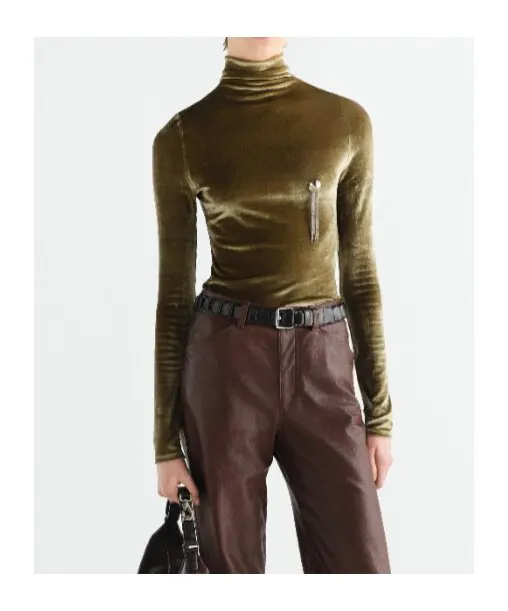 LEMAIRE Fitted Velvet Jersey Stand-collar Top - Brass
