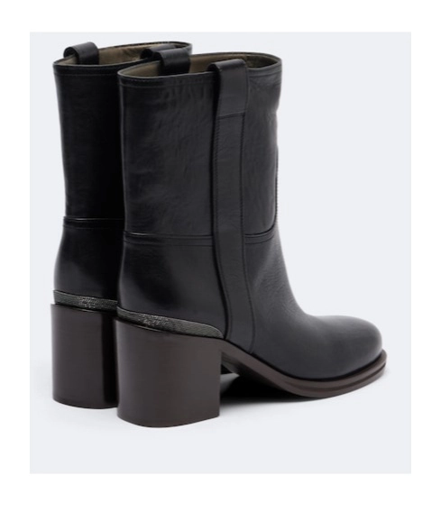 Brunello Cucinelli Monili Leather Ankle Boots