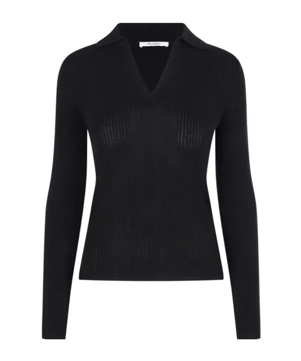 Max Mara Long-sleeve Knitted Polo Shirt - Black