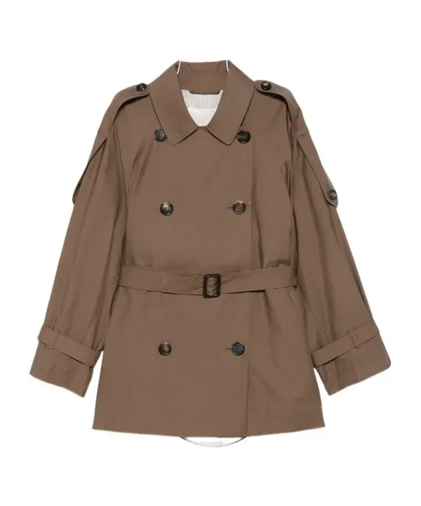 Max Mara Double-breasted Trench Coat With Belt And Patch Pockets - Brown