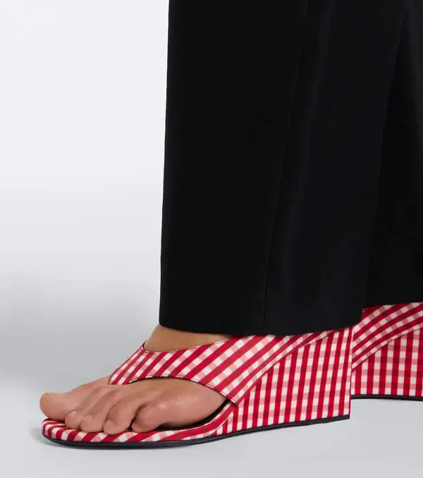Alaïa Cube Checkered Wedge Sandals
