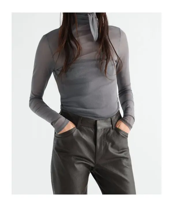 LEMAIRE Mesh Jersey Ballerina Scarf Top - Steel