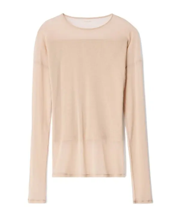 LEMAIRE Long-sleeve Ballerina-style Top In Mesh Jersey - Powder