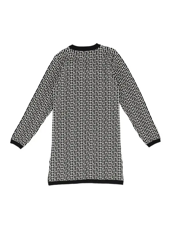 Balmain Monogram-knit Button-detail Dress