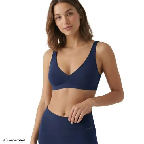 LANDS' END Bralette Soft Essential Everyday Bra - Navy